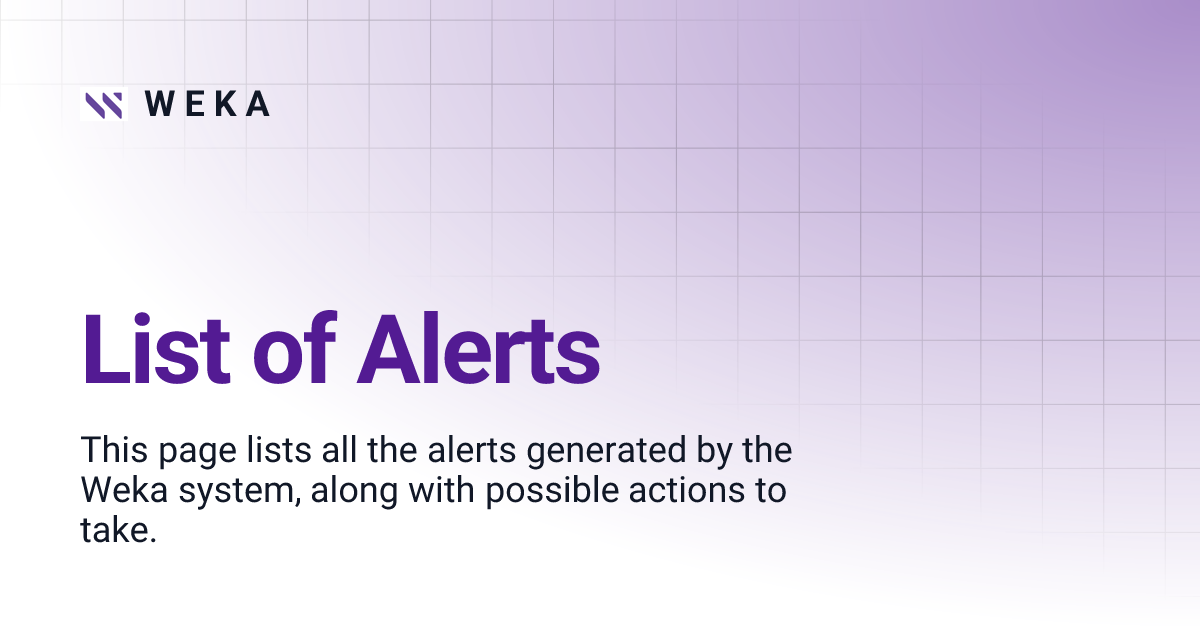 List of Alerts | 3.14 EOS | W E K A