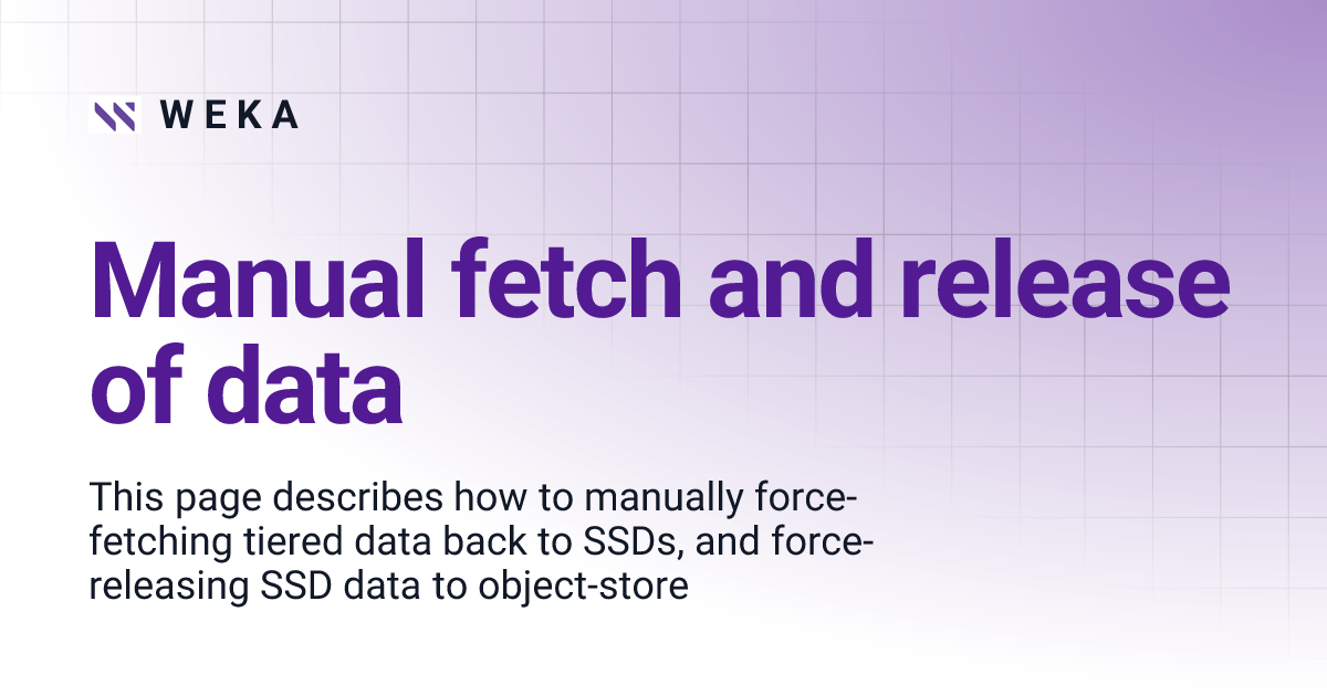 Manual fetch and release of data | W E K A