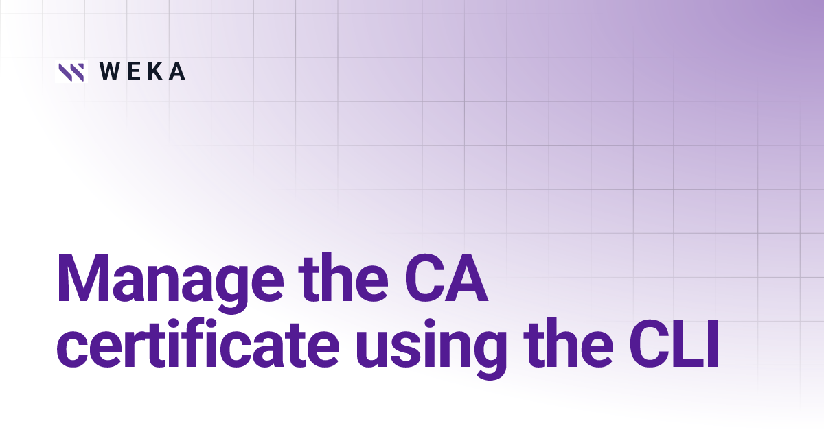 Manage the CA certificate using the CLI | W E K A