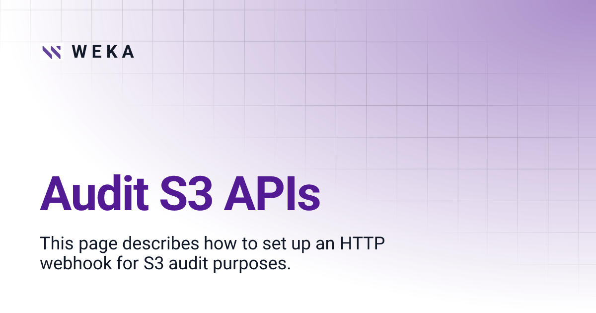 Audit S3 APIs | 4.2 | W E K A