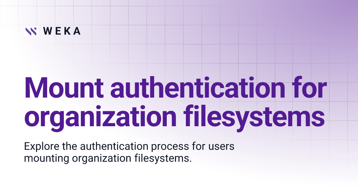 Mount authentication for organization filesystems | W E K A