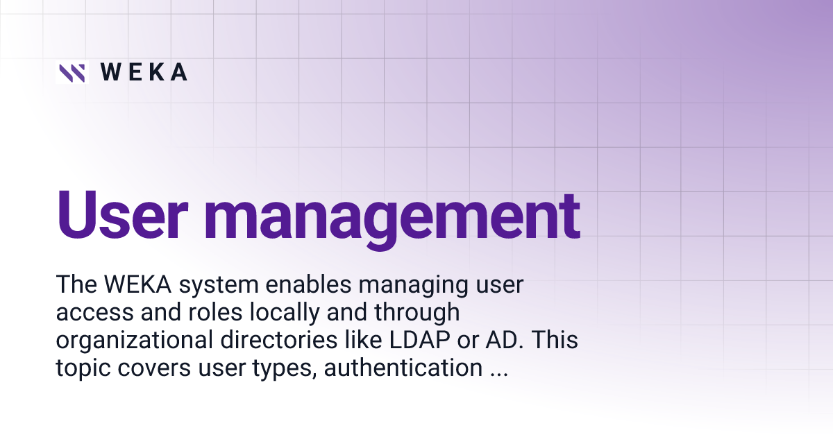 User management | W E K A