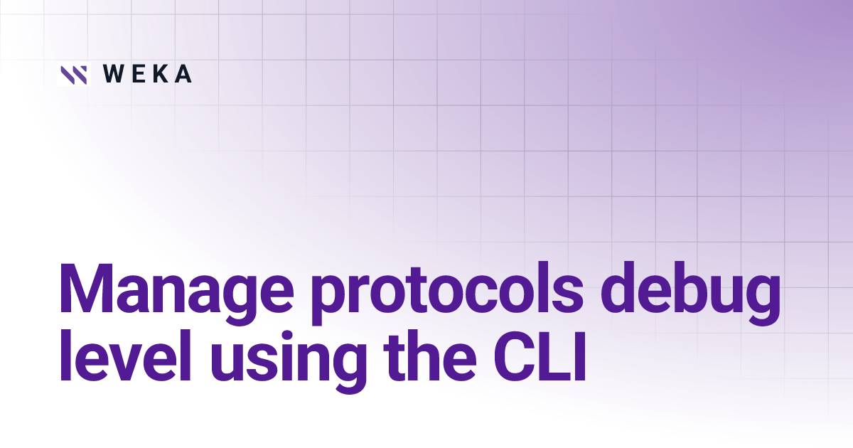 Manage protocols debug level using the CLI | W E K A