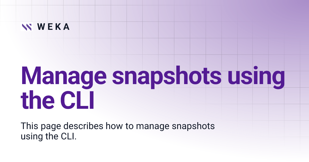 Manage snapshots using the CLI | W E K A